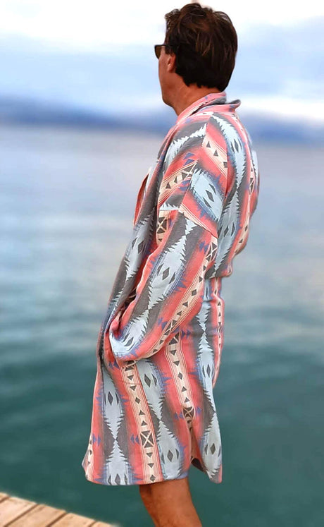 'Samos Sunsets' Organic Mens Kimono Dressing Gown Robe – Verry Kerry